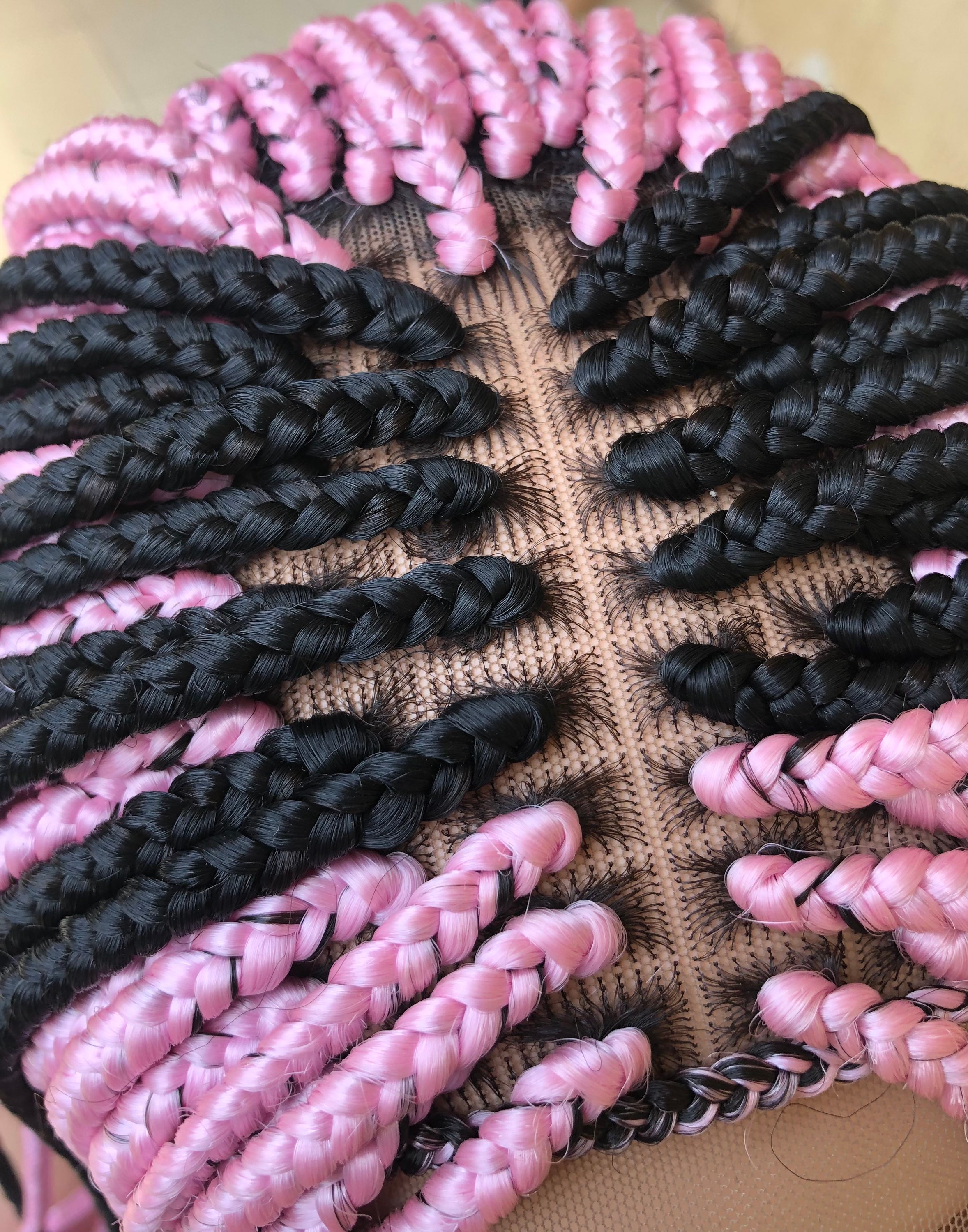Box Braids With Pink Color
