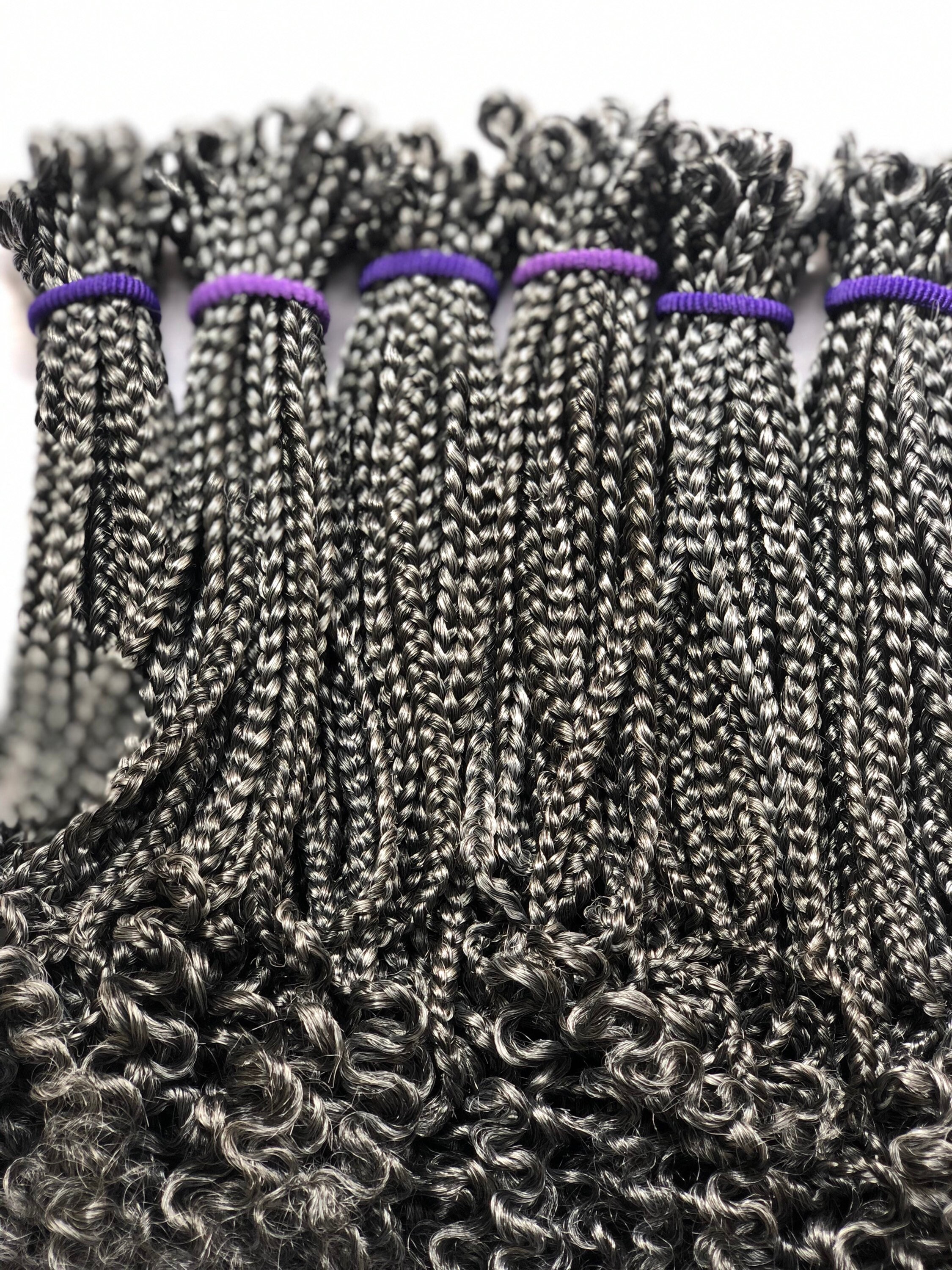 Prelooped Crochet Salt And Pepper Braids With Curly Ends Box Braids 12 Inches Etsy