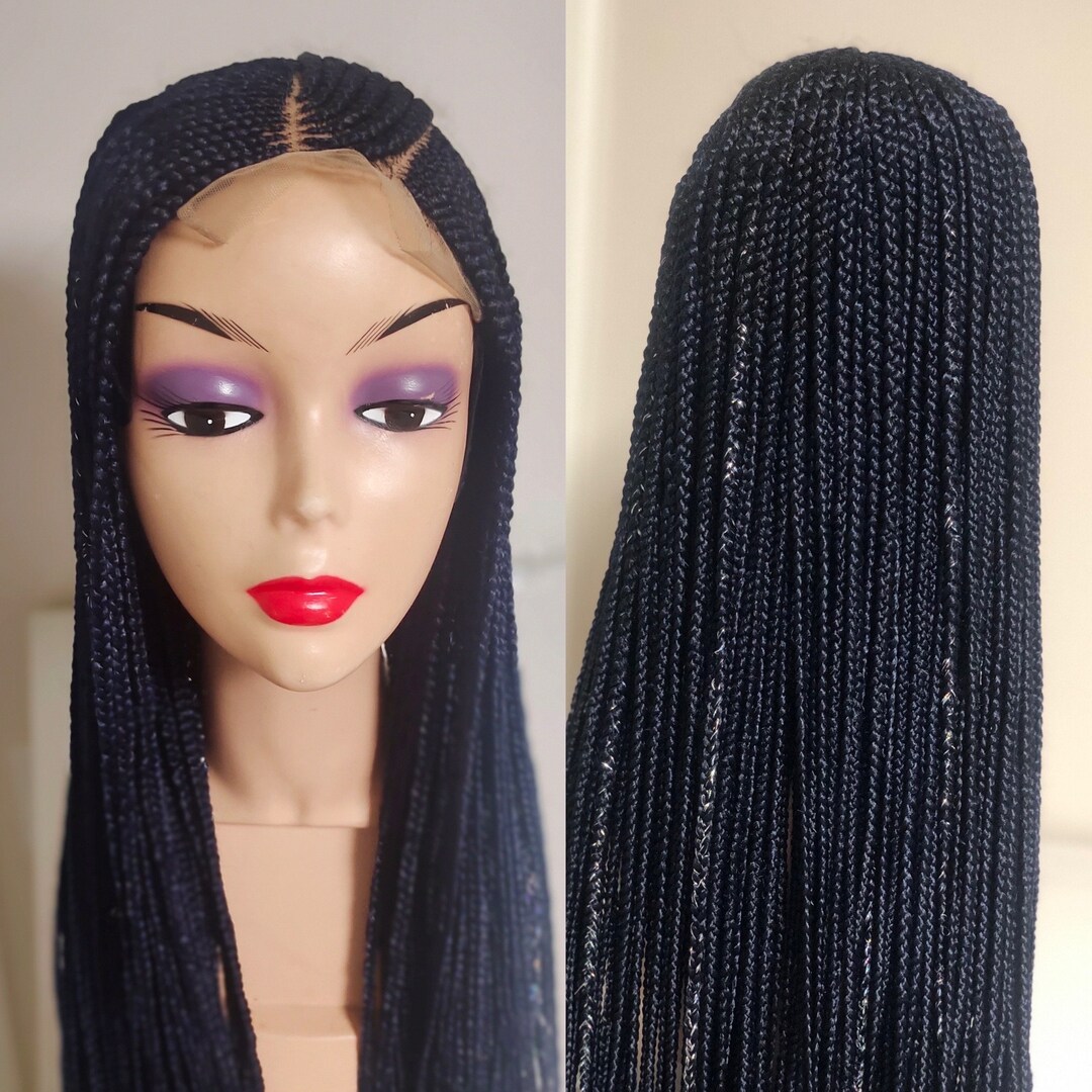 Half Updo Braided Wig With Glitter Highlights 6X6 Closure Finish Free ...