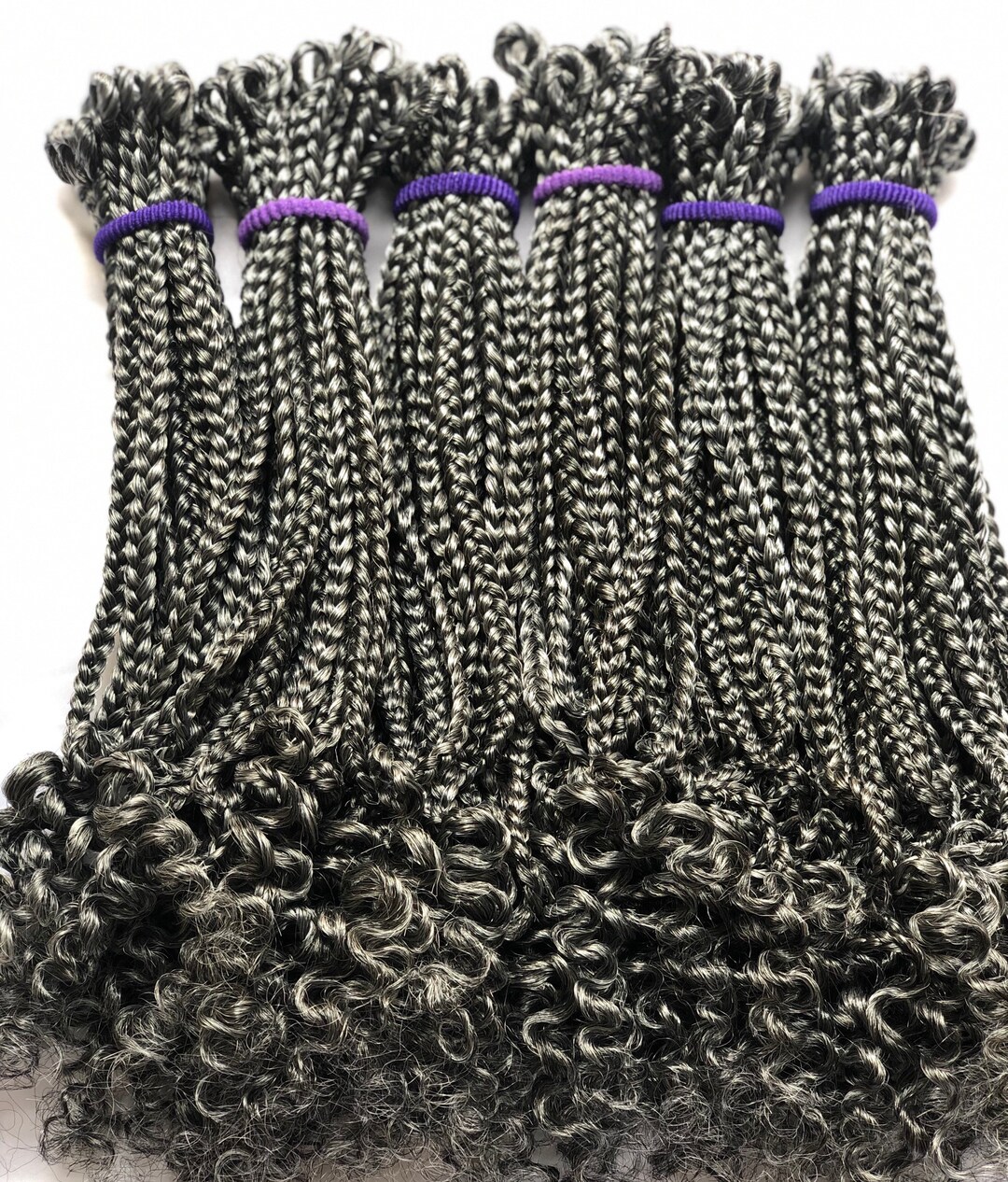 Prelooped Crochet Salt and Pepper Braids With Curly Ends Box Braids 12 ...