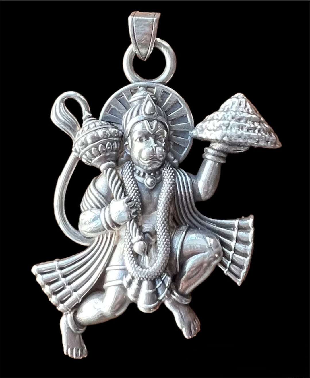 Handmade Sterling Silver Hanuman Pendant – Hindu God Amulet Necklace ...