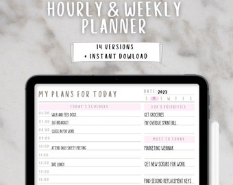 Undated Printable Weekly Hourly Planner Sheet Horizontal - Etsy