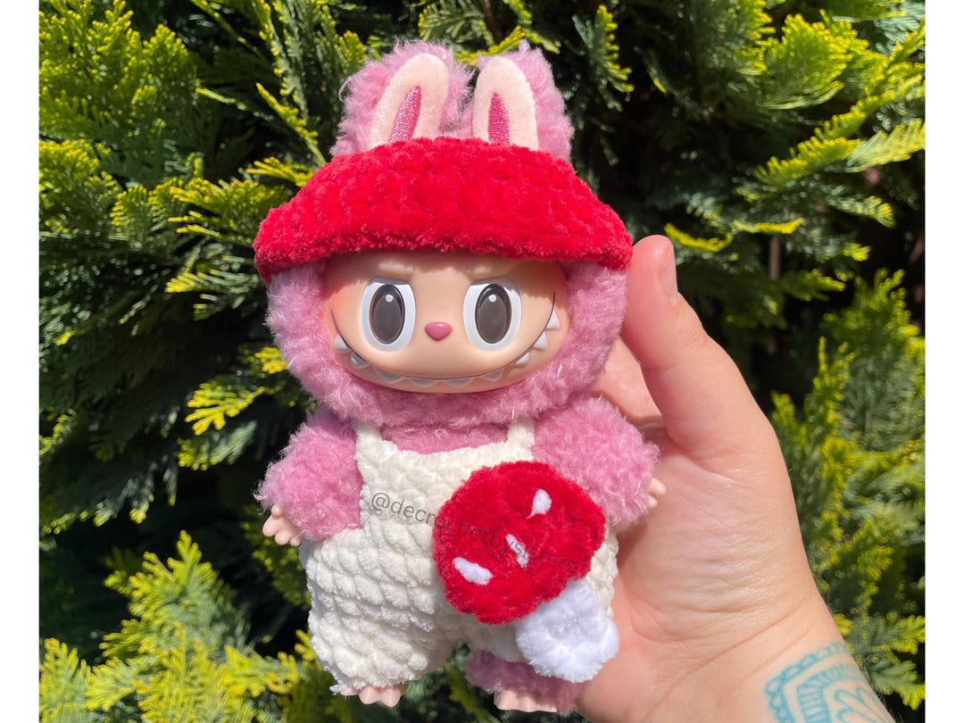 Crochet Mushroom Overalls for Labubu - Cottagecore Doll Clothes With ...