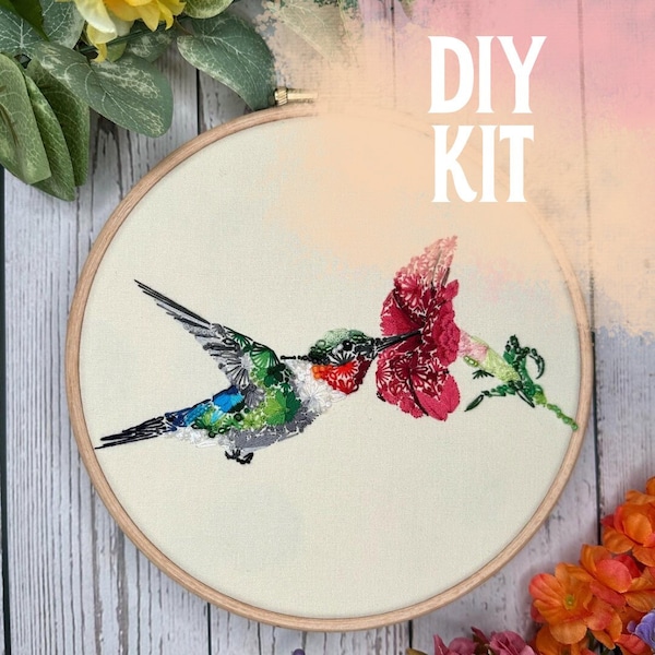 Hand Embroidery Hummingbird Kit - Etsy