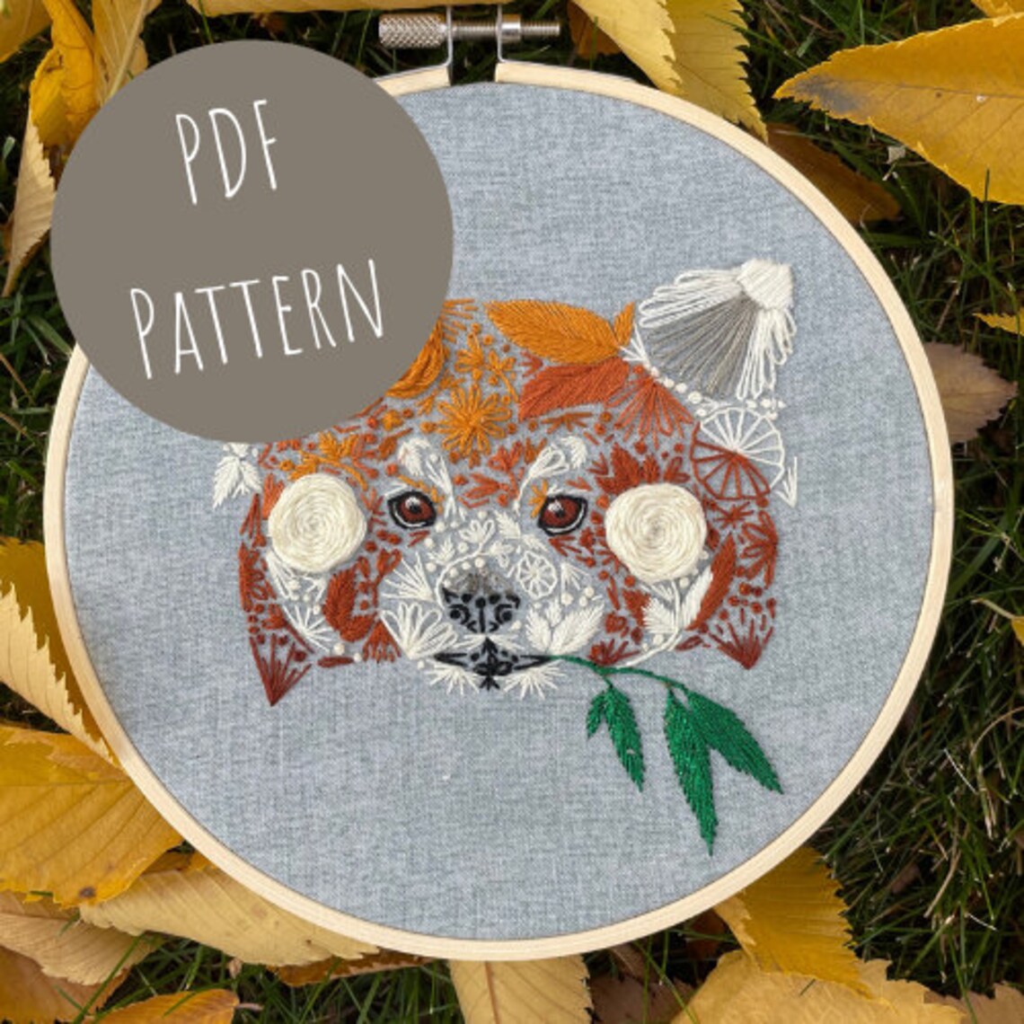Digital PDF Pattern Red Panda Floral PDF Guide Instant - Etsy UK