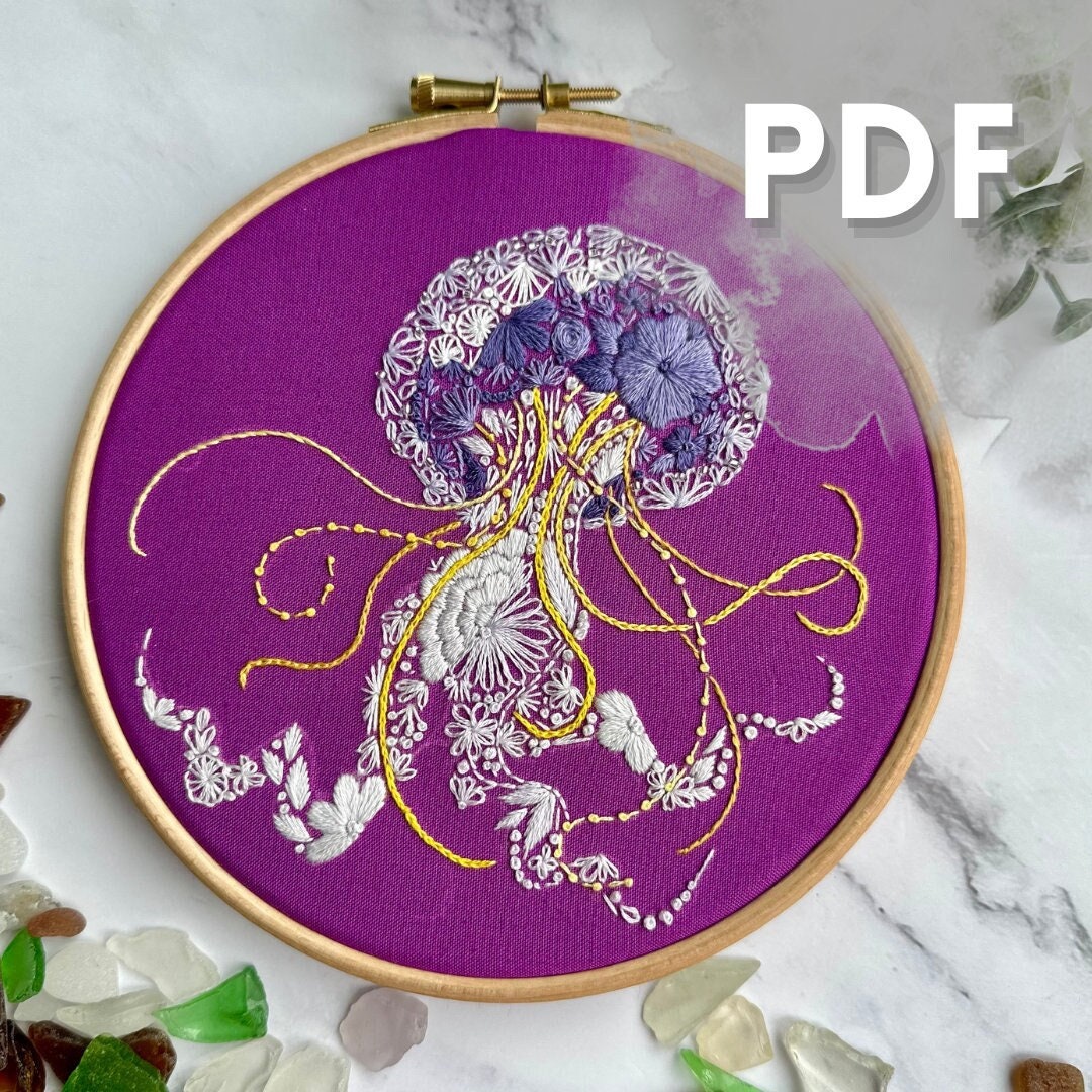 Jellyfish Stitch Embroidery Pattern: Beginner-friendly Ocean Art (PDF ...