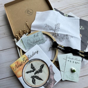 Beginner Embroidery Kit - Floral Bats - Nature and Animal Art - DIY ...