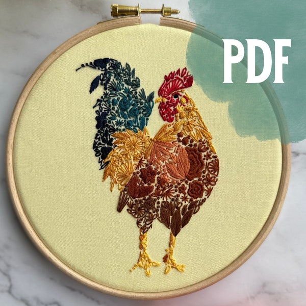 Rooster Embroidery - Etsy