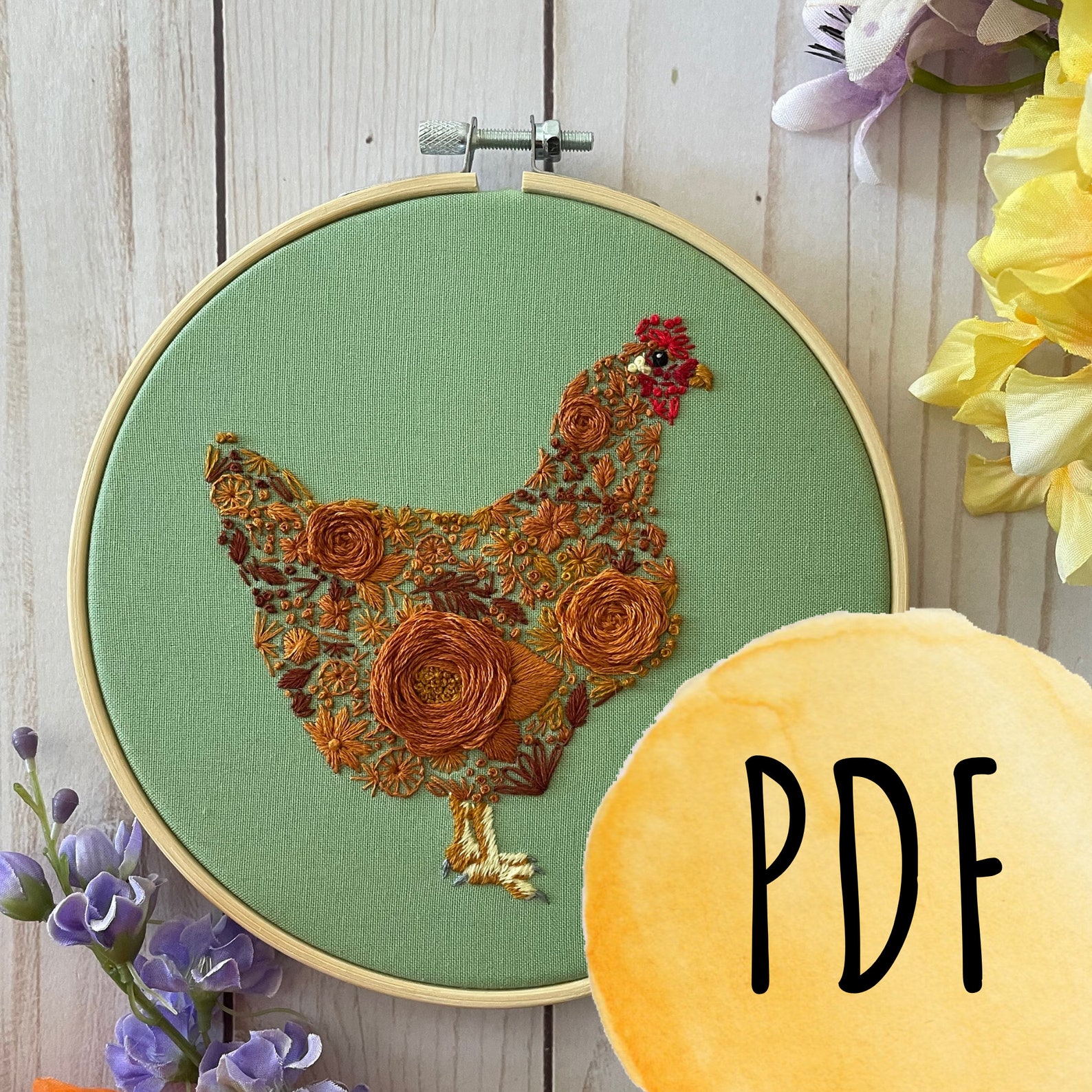 Digital PDF Pattern Farm Floral Chicken PDF Guide Instant - Etsy
