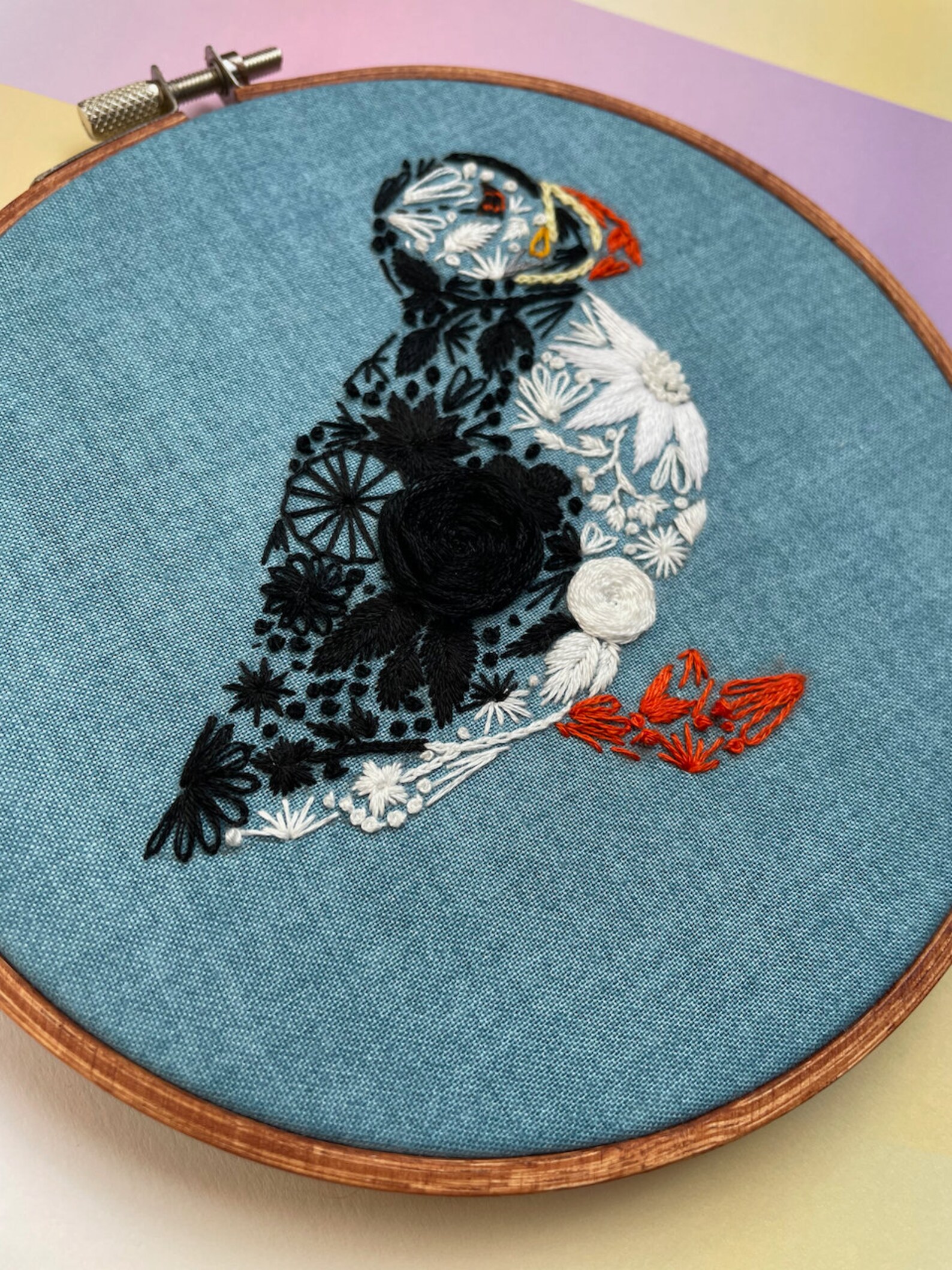 Digital PDF Pattern Atlantic Puffin Floral PDF Guide Instant - Etsy