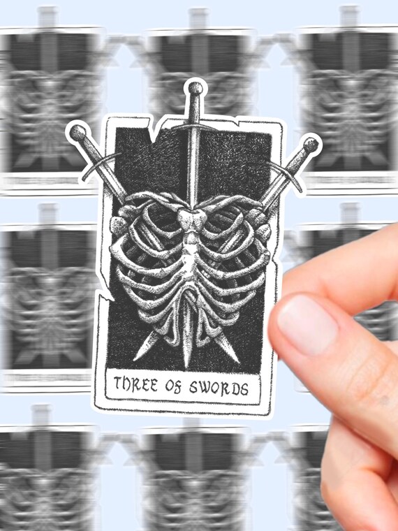 Three of Swords Tarot Card Vinyl Sticker - Etsy