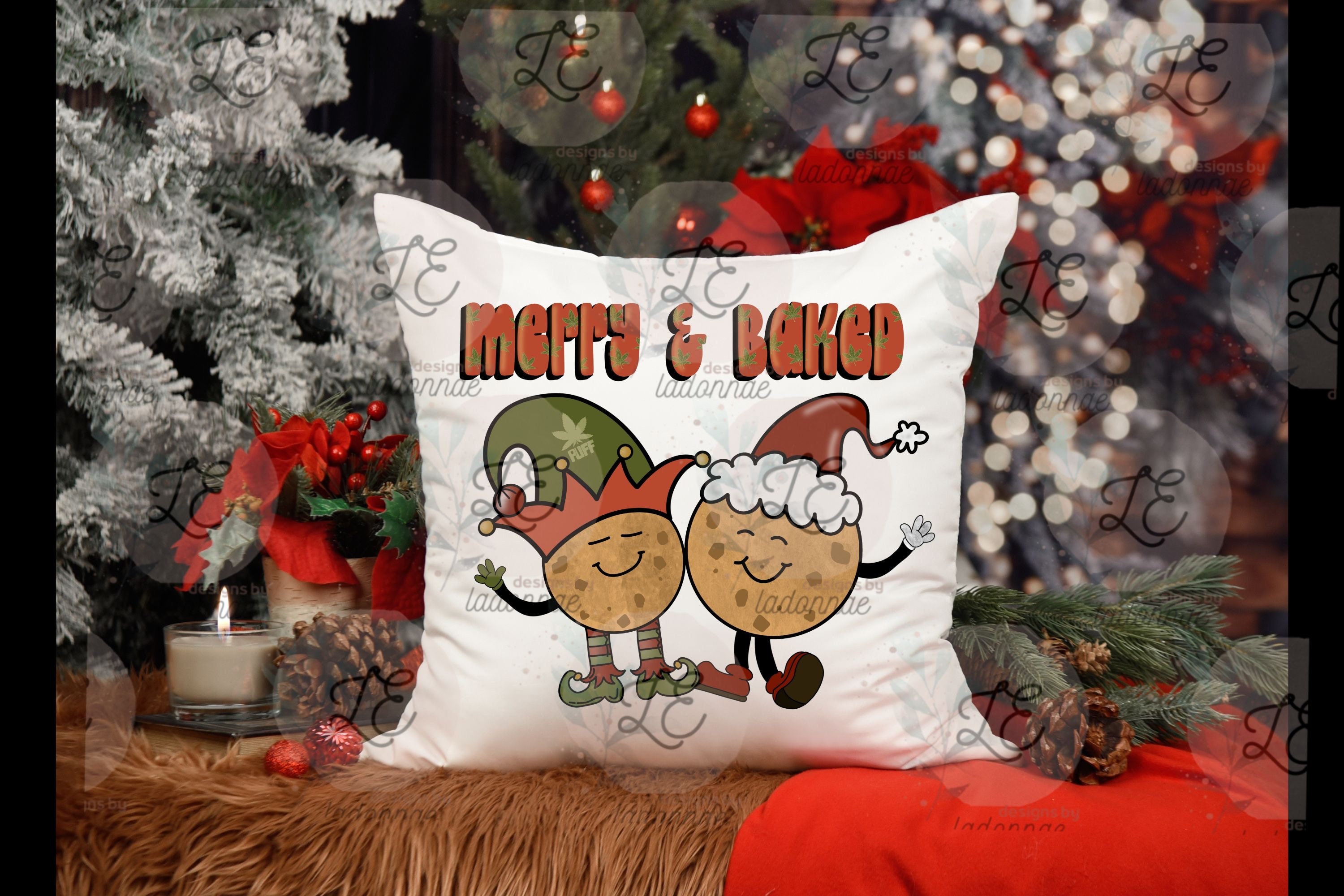 Merry & Baked Weed Christmas Xmas Cannabis Holiday Marijuana Shirt ...