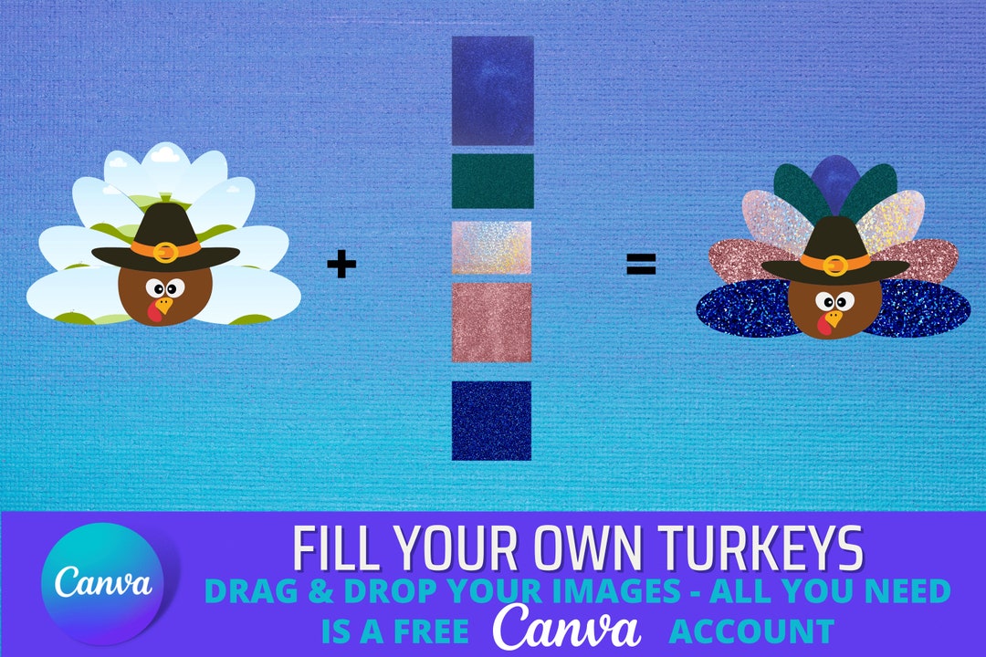 Turkey Canva Drag and Drop Frames, Thanksgiving, Fall, Editable BUNDLE ...