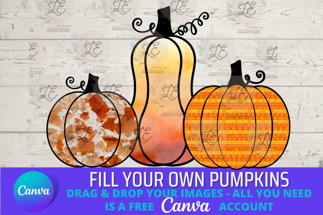 3 Pumpkin Canva Template, Fall, Halloween, Pumpkins, Editable, Frame ...
