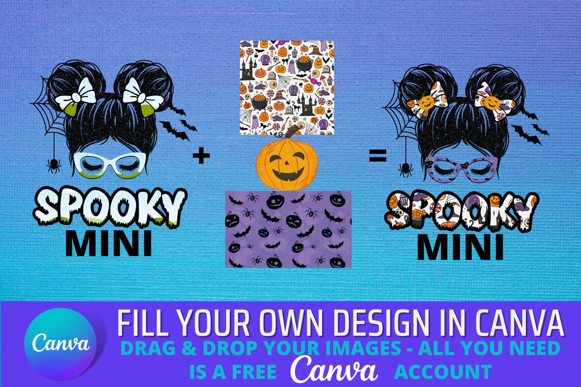 CANVA Drag and Drop Halloween Messy Bun Mom and Mini Template. EDITABLE ...