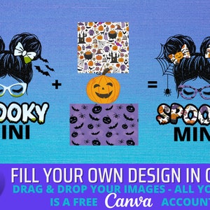 CANVA Drag and Drop Halloween Messy Bun Mom and Mini Template. EDITABLE ...