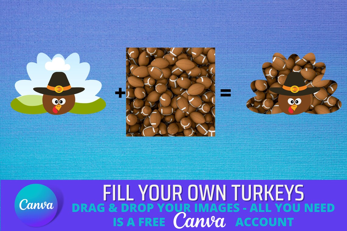 Turkey Canva Drag and Drop Frames, Thanksgiving, Fall, Editable BUNDLE ...