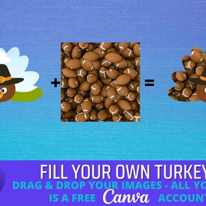 Turkey Canva Drag and Drop Frames, Thanksgiving, Fall, Editable BUNDLE ...