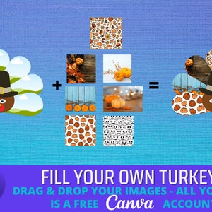 Turkey Canva Drag and Drop Frames, Thanksgiving, Fall, Editable BUNDLE ...