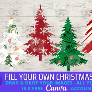CANVA Template, Christmas Tree Drag and Drop Editable Canva Frame - Etsy
