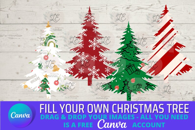 CANVA Template, Christmas Tree Drag and Drop Editable Canva Frame - Etsy