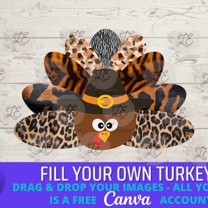 Turkey Canva Drag and Drop Frames, Thanksgiving, Fall, Editable BUNDLE ...