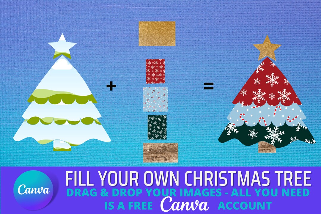 CANVA Template, Christmas Tree Drag and Drop Editable Canva Frame - Etsy