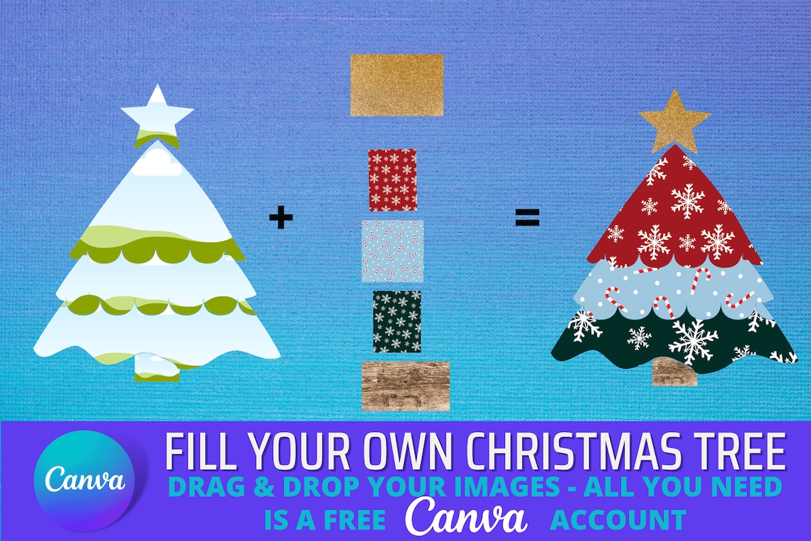 CANVA Template, Christmas Tree Drag and Drop Editable Canva Frame - Etsy