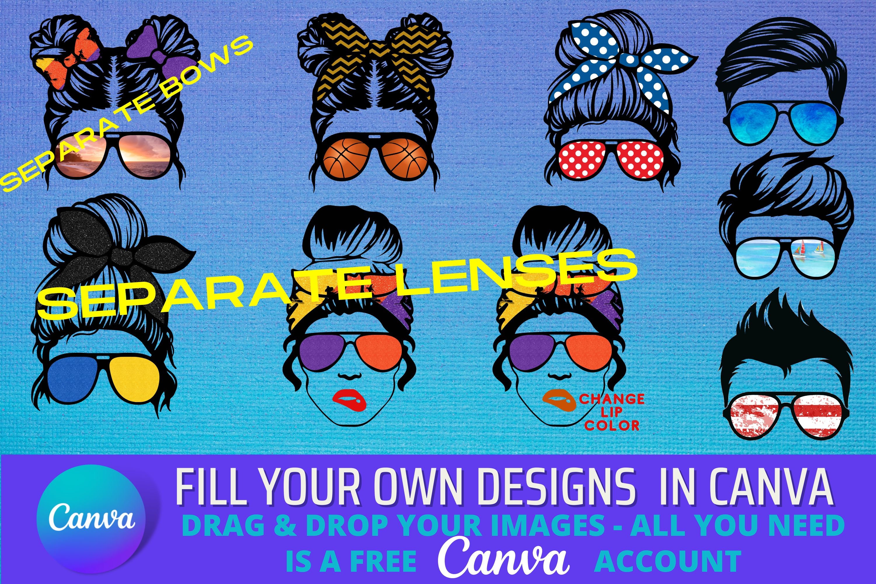 CANVA Family Life Frames, Drag and Drop, Canva Template, Messy Bun, Kid ...
