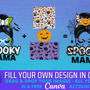 CANVA Drag and Drop Halloween Messy Bun Mom and Mini Template. EDITABLE ...