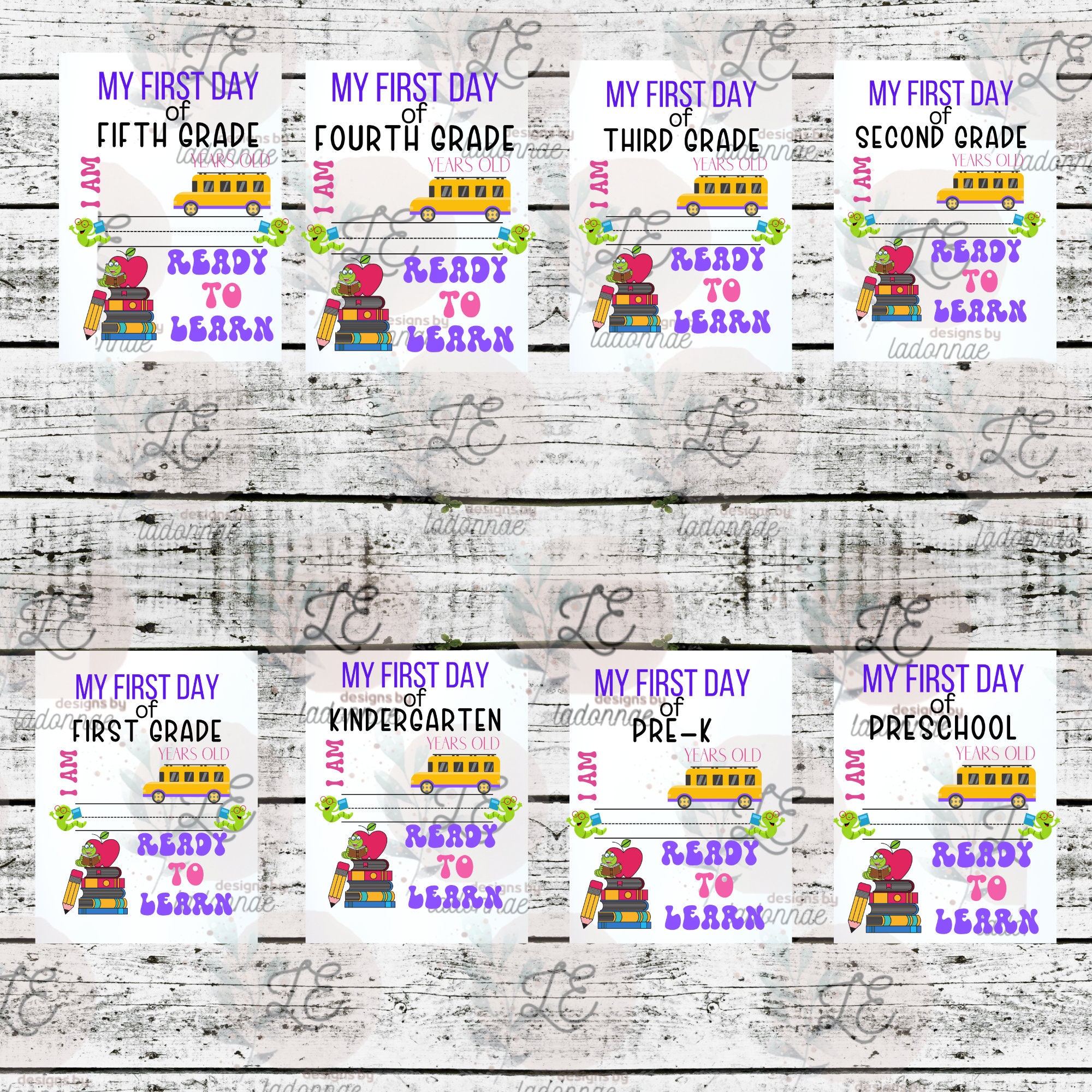 My First Day of .... BUNDLE Personalized First Second Third - Etsy