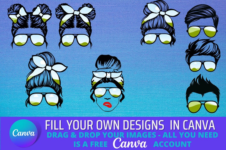 CANVA Family Life Frames, Drag and Drop, Canva Template, Messy Bun, Kid ...