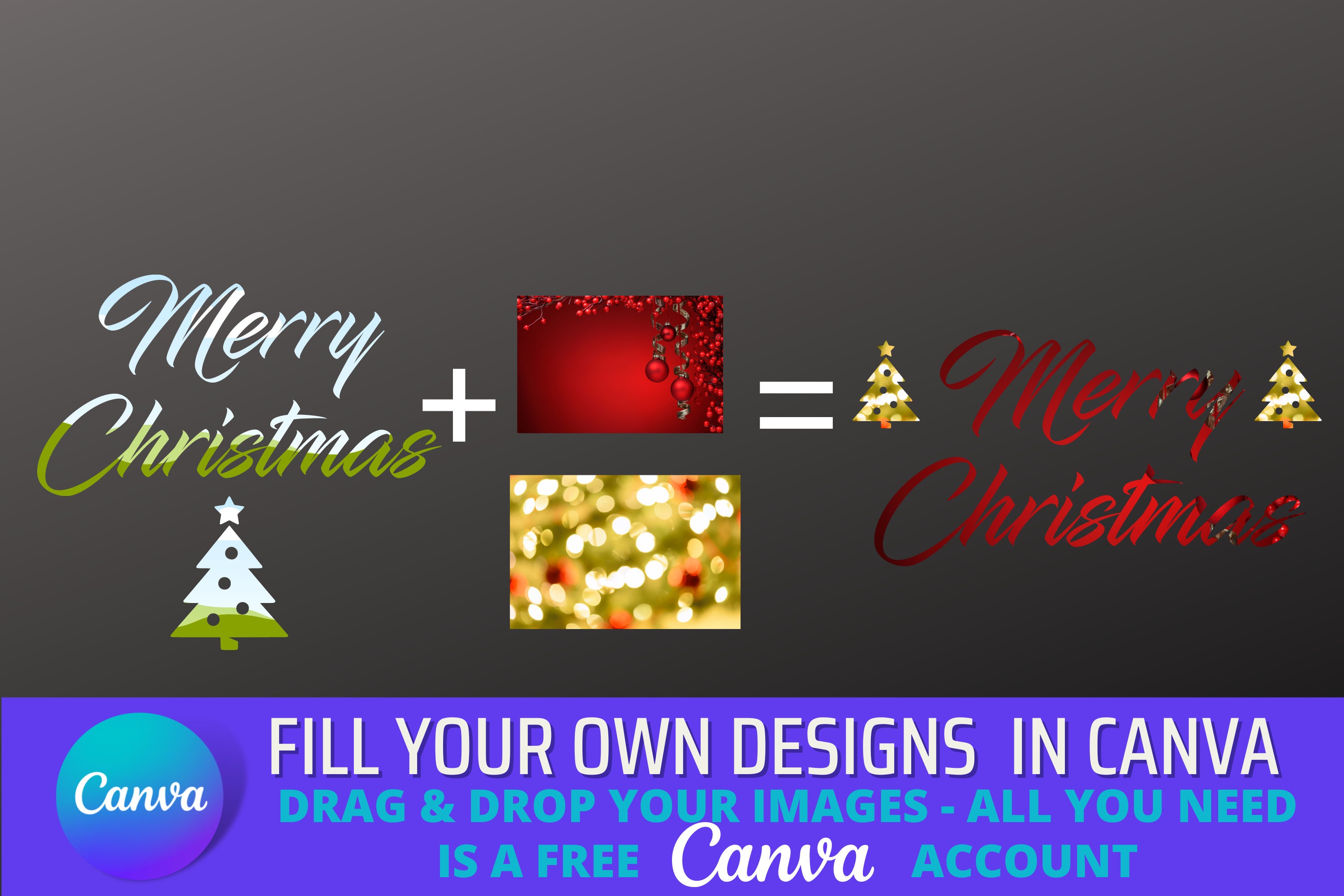 CANVA Drag and Drop Merry Christmas Template, Editable Canva Frames - Etsy