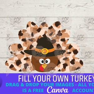 Turkey Canva Drag and Drop Frames, Thanksgiving, Fall, Editable BUNDLE ...