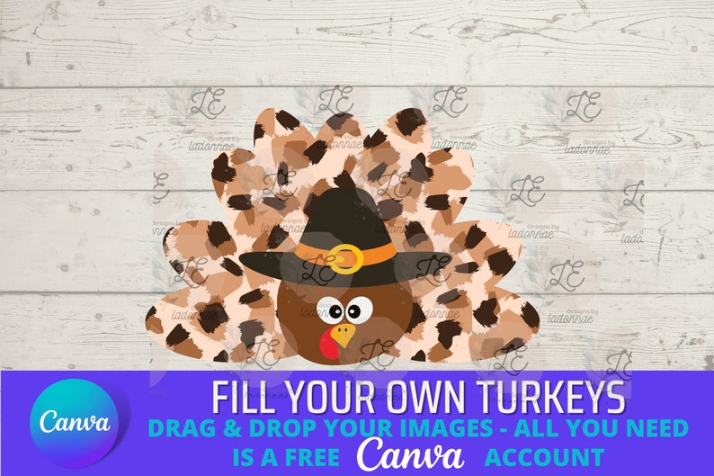 Turkey Canva Drag and Drop Frames, Thanksgiving, Fall, Editable BUNDLE ...