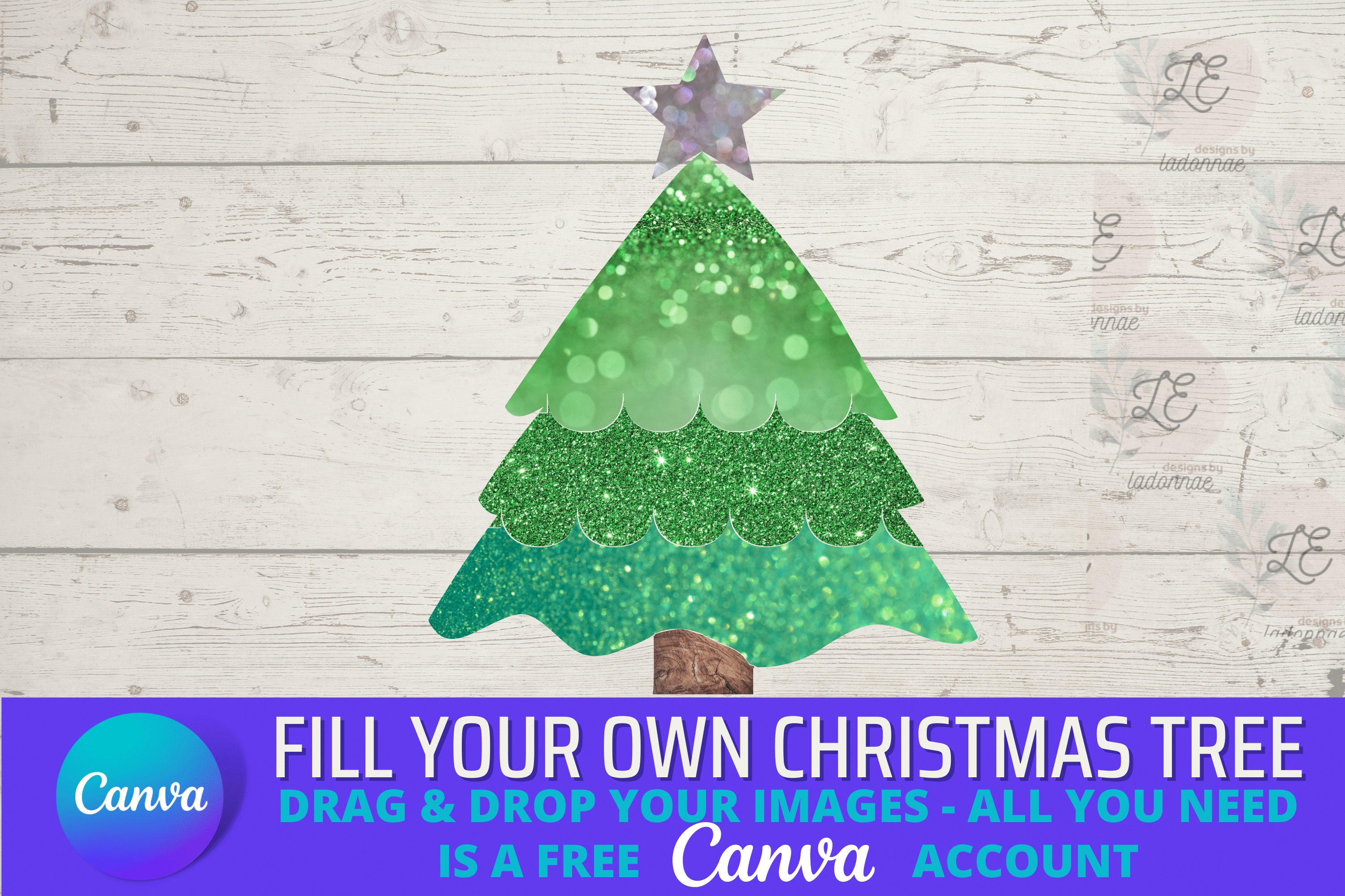 CANVA Template, Christmas Tree Drag and Drop Editable Canva Frame - Etsy