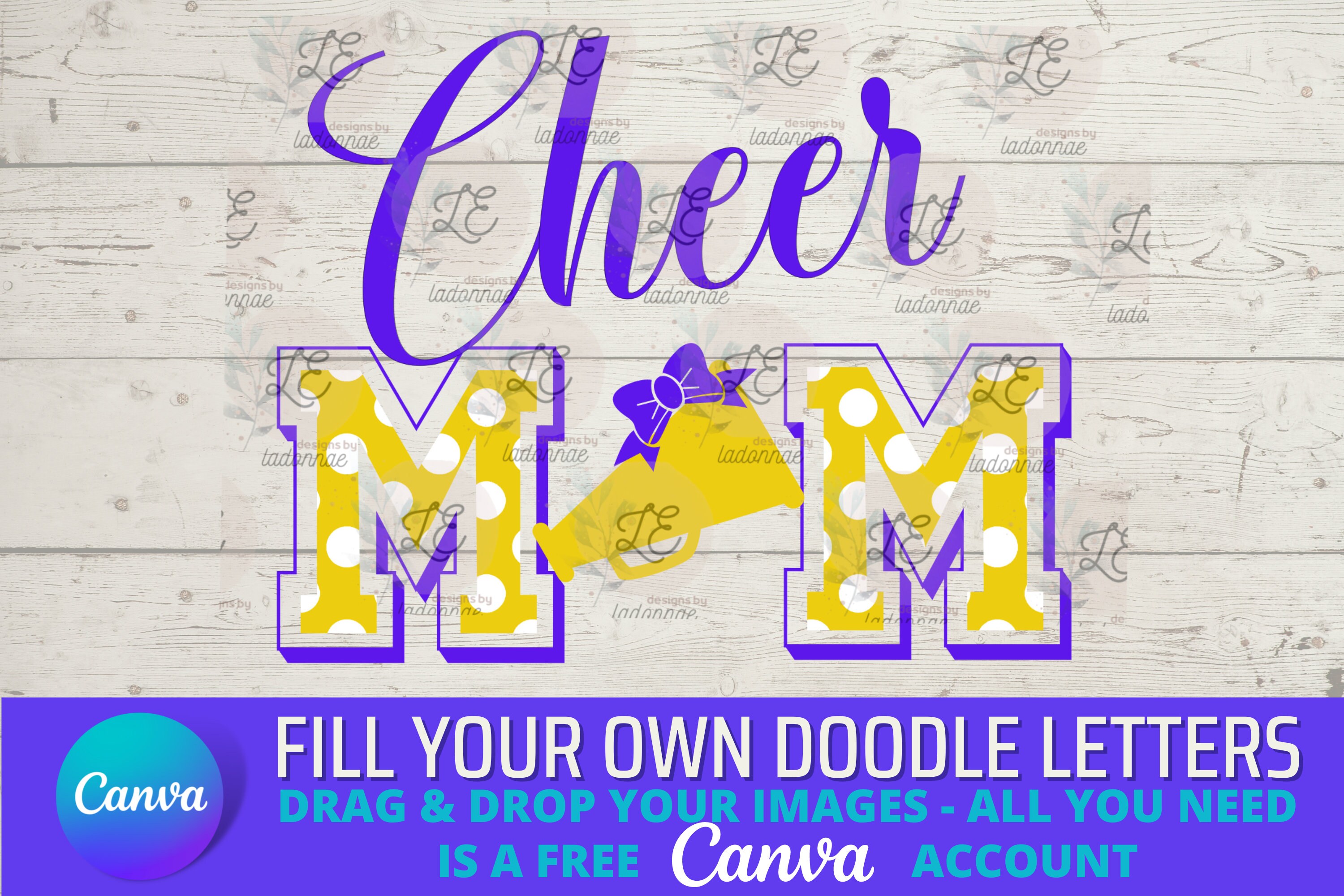 Canva Cheer MOM Template, Fill Your Own Letters on CANVA Drag and Drop ...