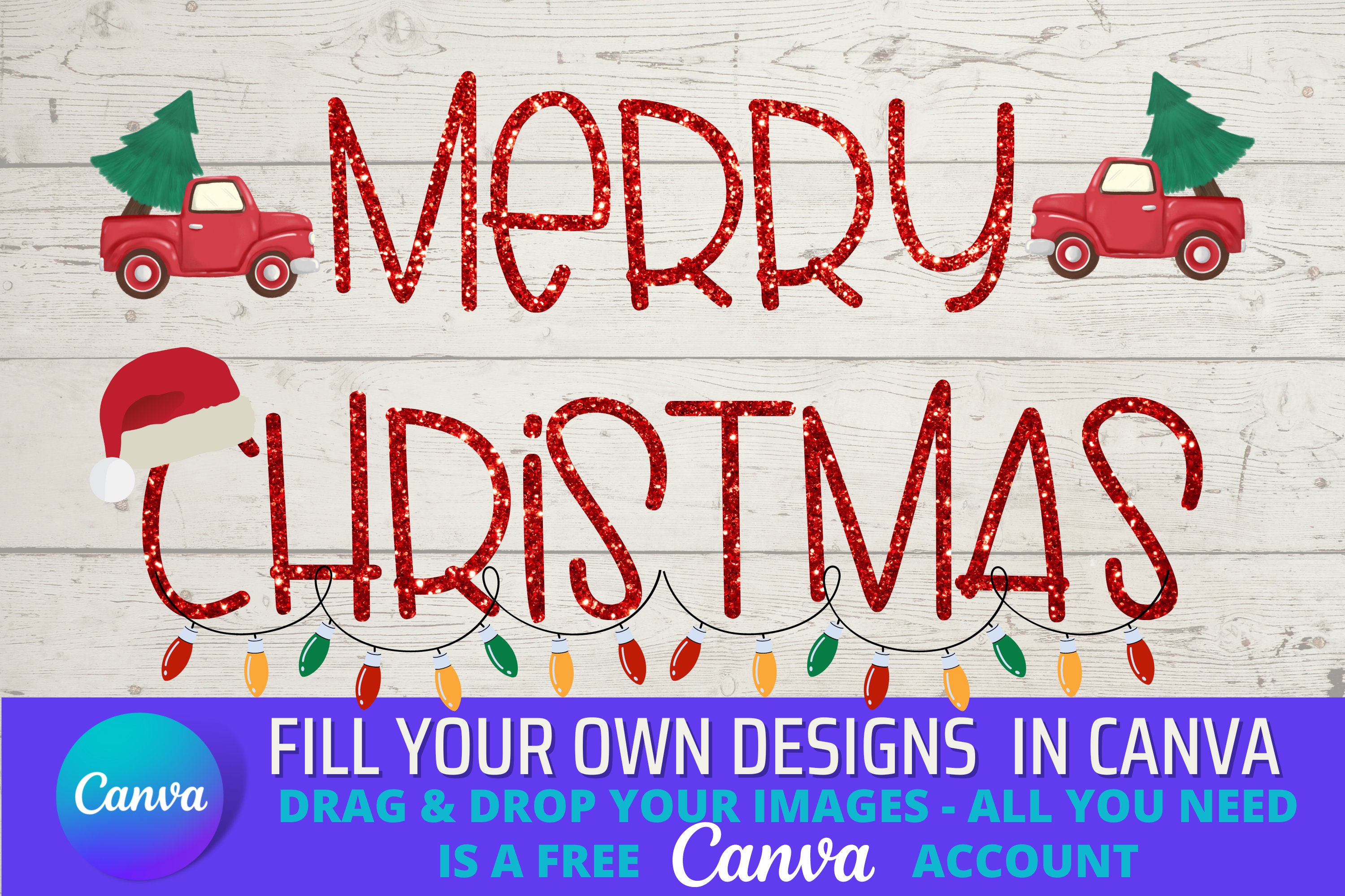 CANVA Drag and Drop Merry Christmas Template, Editable Canva Frames - Etsy