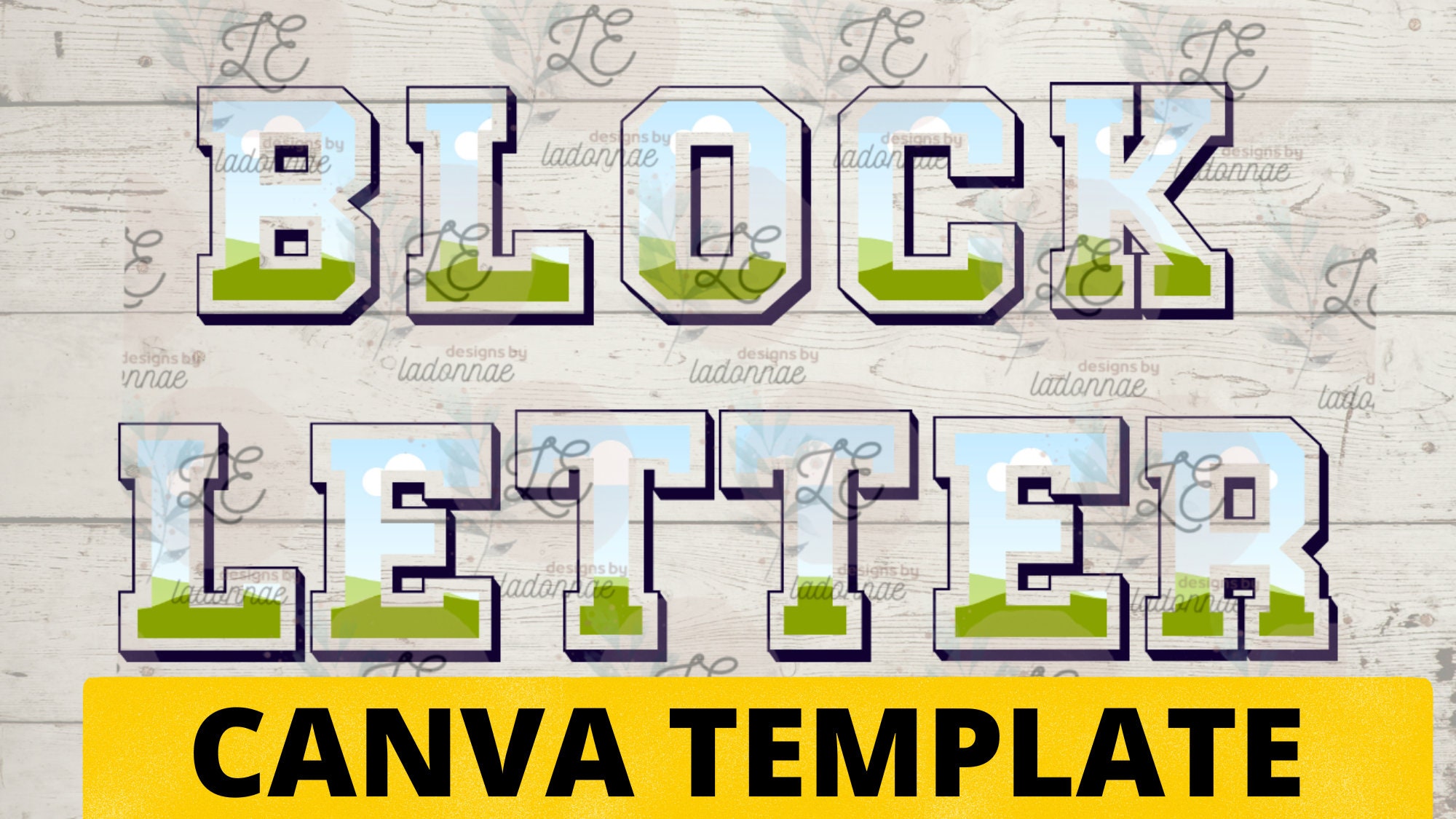 Block Letter CANVA Template - Drag and Drop - Editable Canva Frame ...