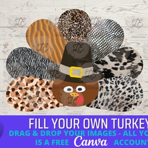 Turkey Canva Drag and Drop Frames, Thanksgiving, Fall, Editable BUNDLE ...