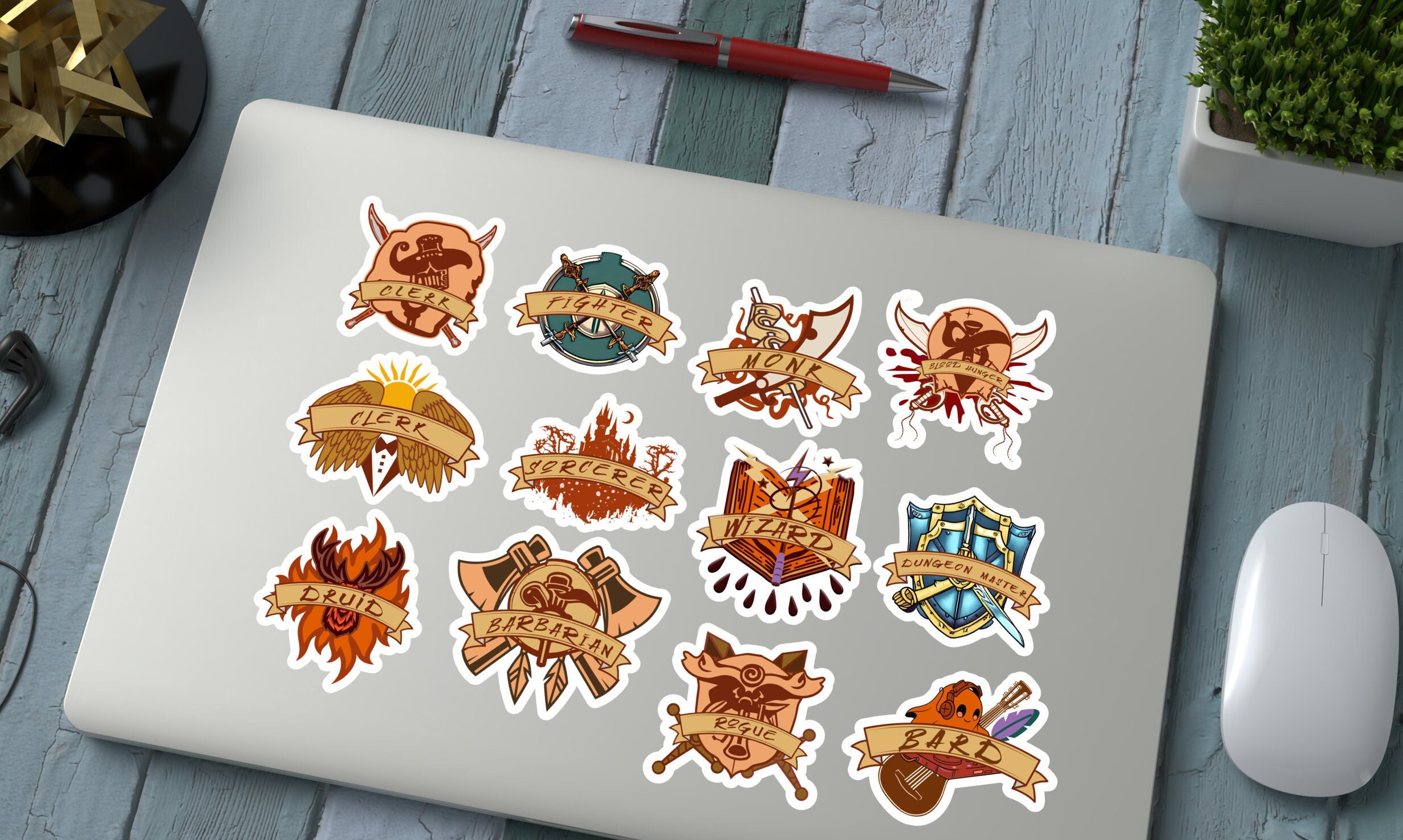 D&D Class Stickers Pack Dungeons and Dragons TTRPG Dnd Gifts Geek Gift ...