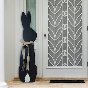 Large Black Porch Leaner Rabbit Handcrafted From Solid Wood. Outdoor or ...