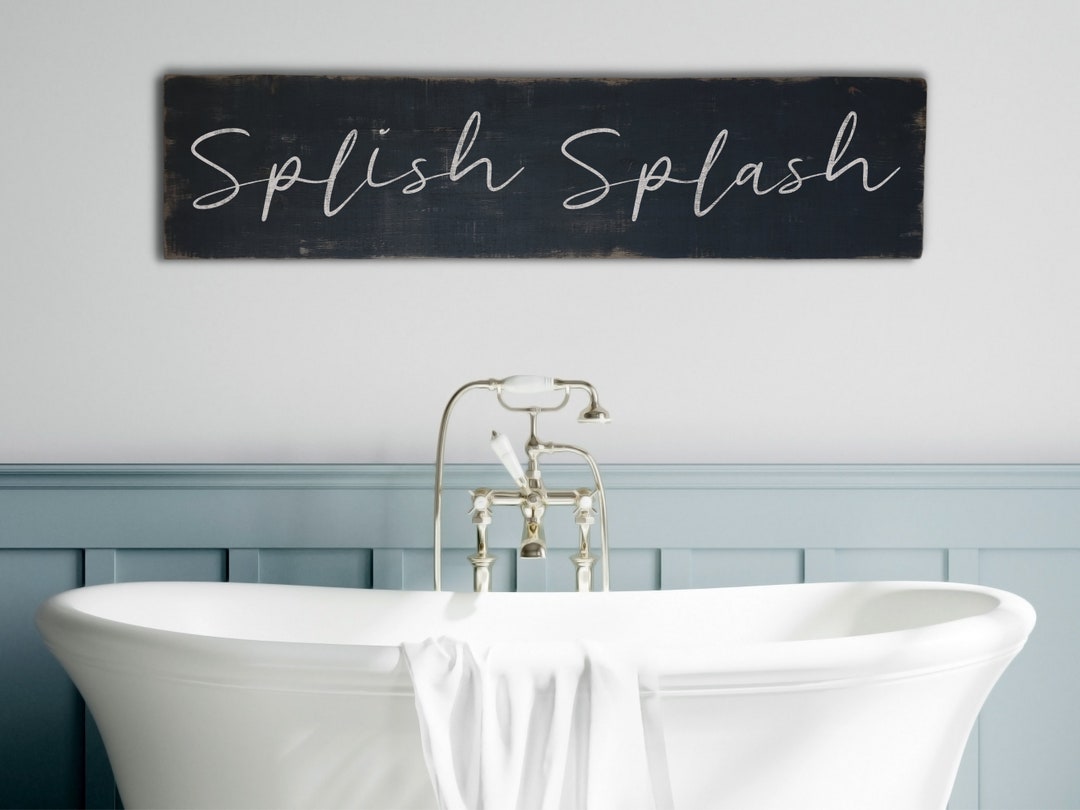 Large Antique Style Splish Splash Bathroom Sign With Hand Painted ...