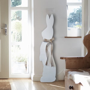 Large White Porch Leaner Rabbit Handcrafted From Solid Wood. Outdoor or ...