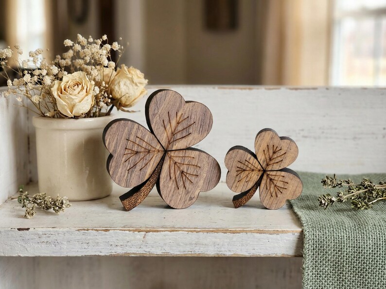 Reclaimed Wood Shamrocks – Freestanding St. Patrick’s Day Shelf Sitters ...