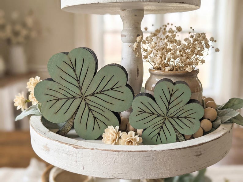 Reclaimed Wood Shamrocks – Freestanding St. Patrick’s Day Shelf Sitters ...