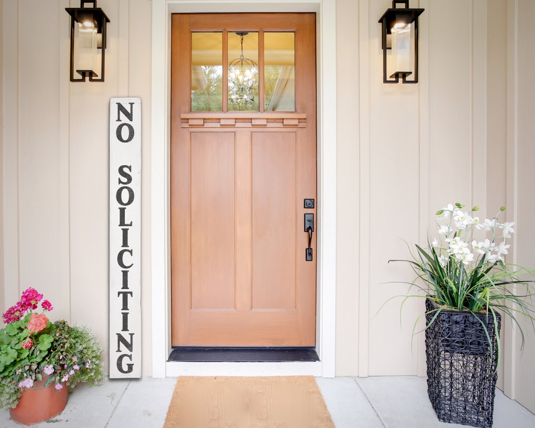 No Soliciting Skinny Sign With Color Options. Great for Those Narrow ...