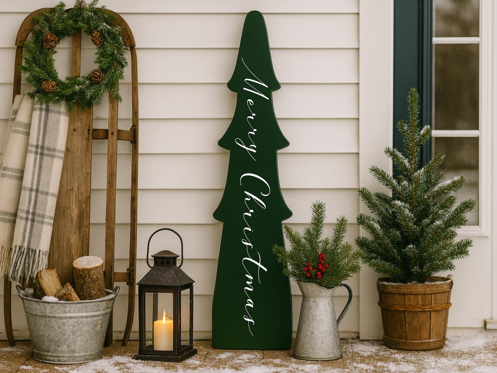 Custom Porch Leaner Evergreen Tree. Hand Painted With Your Own ...