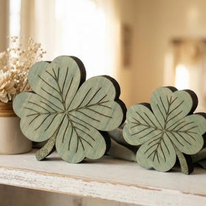 Reclaimed Wood Shamrocks – Freestanding St. Patrick’s Day Shelf Sitters ...