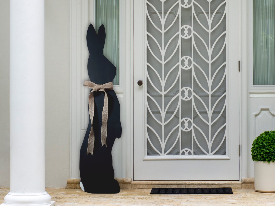 Large Black Porch Leaner Rabbit Handcrafted From Solid Wood. Outdoor or ...